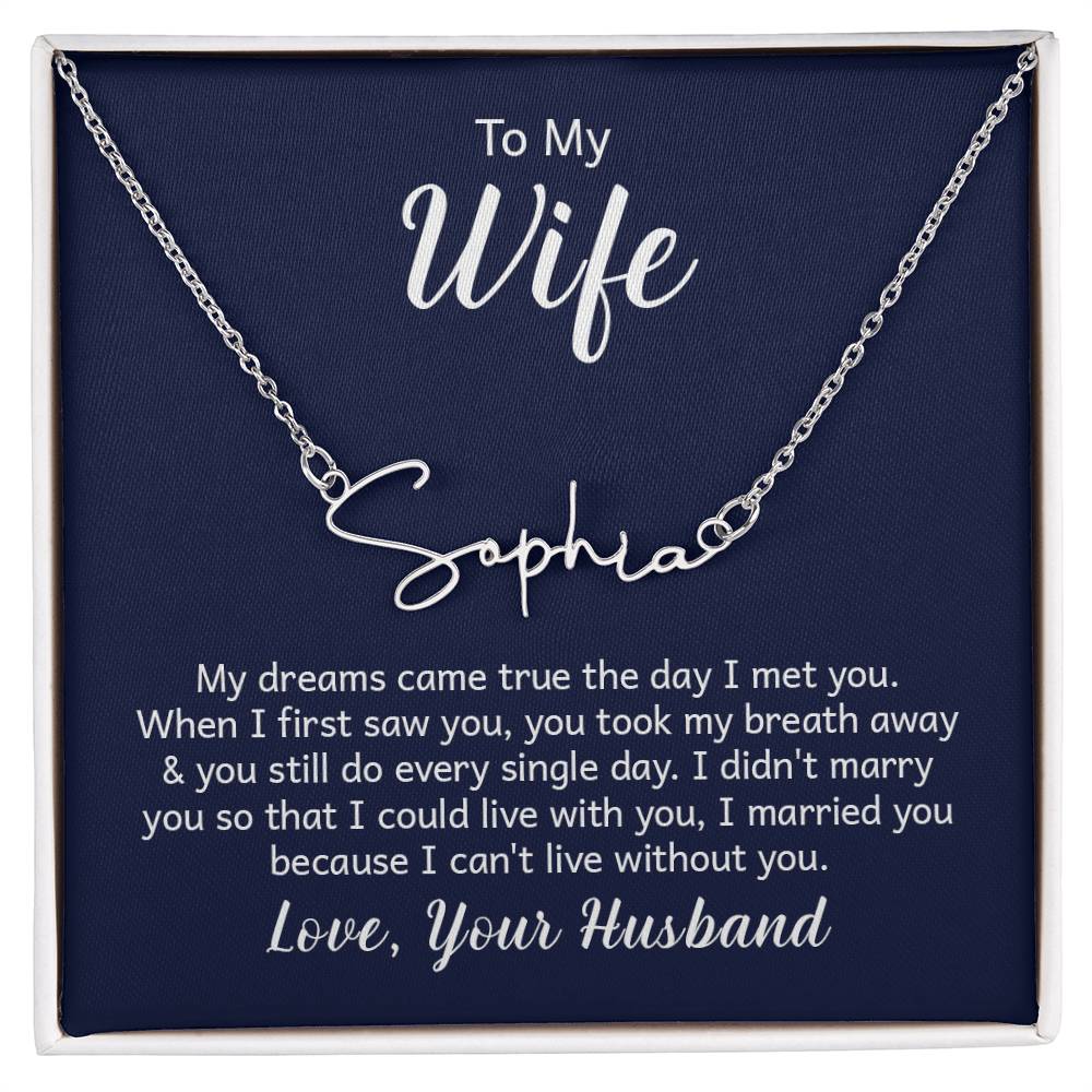 To my wife, Love, Your Husband Signature Style Name Necklace | 18K yel ...